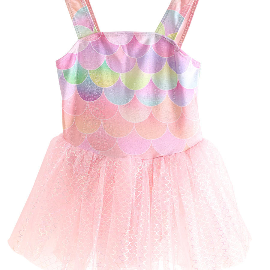 B111 New Arriving Colorful Fish Scale Patterns Mesh Splicing Dress ...
