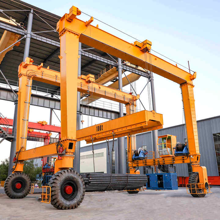 Certified RTG Movable Gantry Crane with Electric Hoist Wheeled Rubber ...