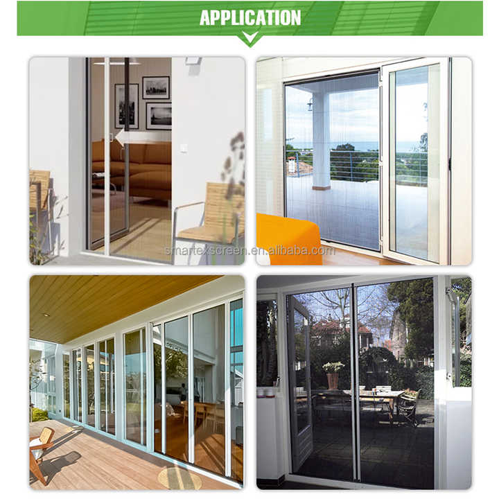 Aluminum Alloy Frame Pleated Mesh Folding Screen Doors