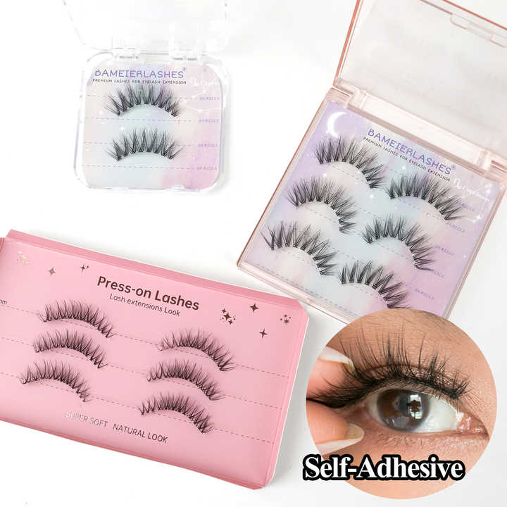 Easy Stick New Pre Glued Pre-Bonded Lashes Press on Natural Self ...