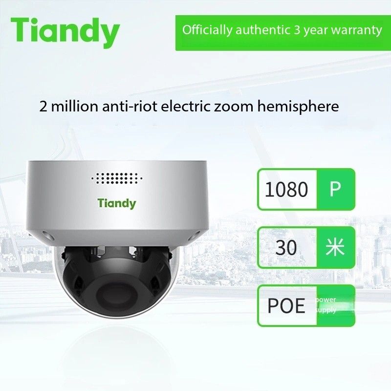 Tiandy 2MP Motorized Pan-Tilt Two-Way Audio Night Vision IR Dome Camera ...