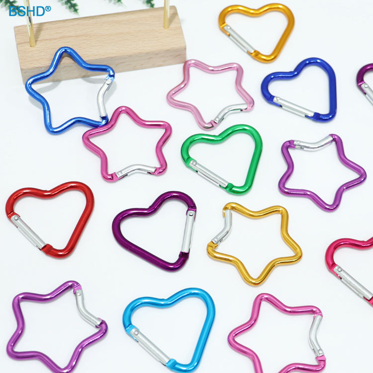 Custom Size Colorful Aluminum Star Shape Carabiner Clips
