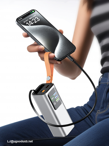Retractable Cable Laptop Power Bank With TFT Display for Phone Laptop ...