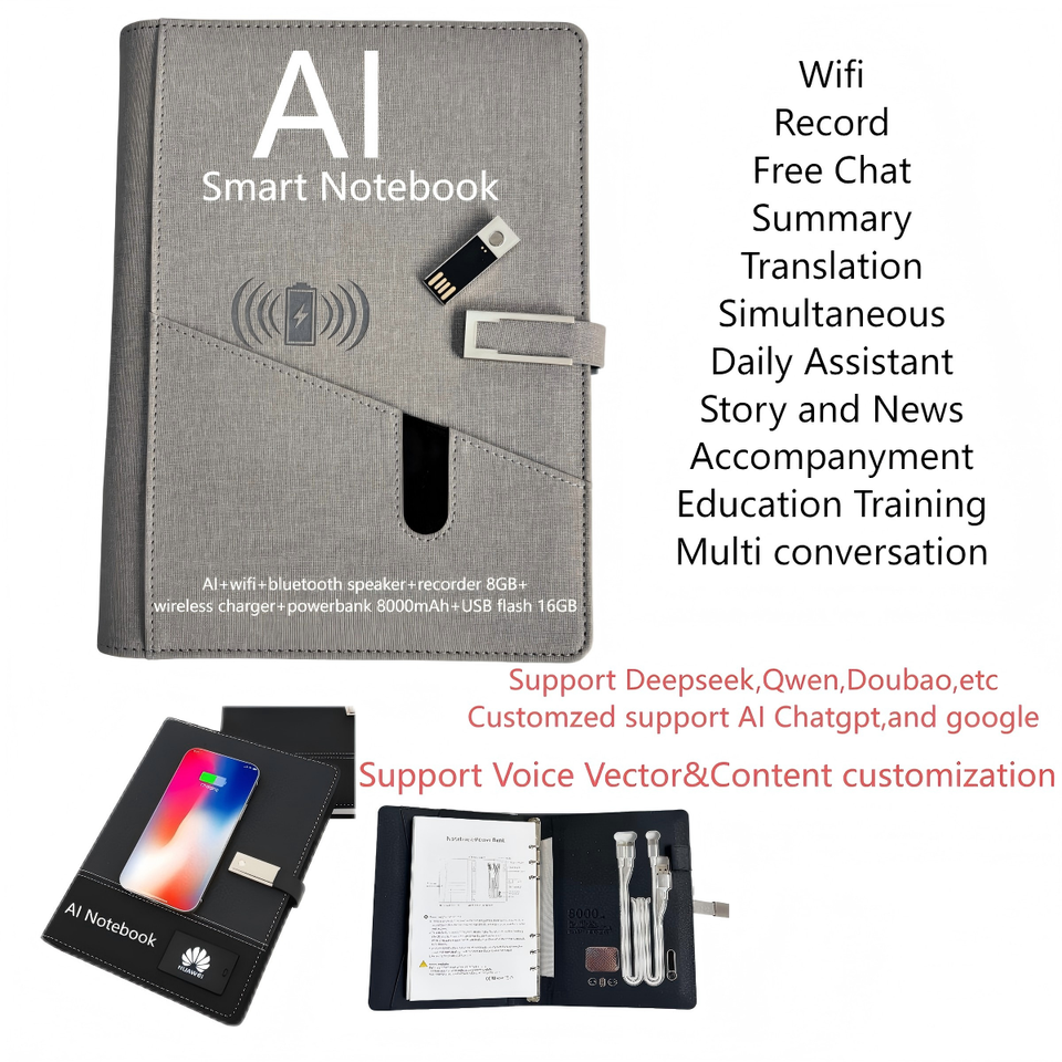 2026 AI Smart Notebook Voice Recorder Meeting Summary Wireless Charging ...