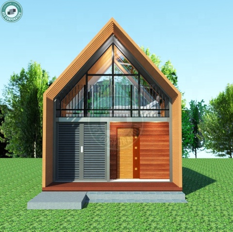 30sqm Prefabricated Chalet with Loft Bed | Modern A Frame Cabin in ...