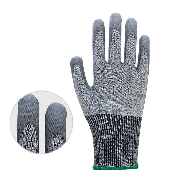 Anticut HPPE Glass Handling Proof PU Coated Anti Cut Gloves Level 5 Cut Resistant Glove Work ...