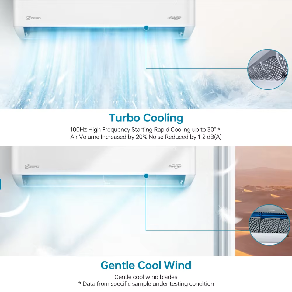 ZERO 12K-18K BTU Wall Mounted Inverter Mini Split Air Conditioner Ultra ...
