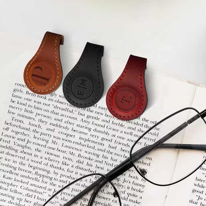 Personalized Engraved Genuine Leather Magnetic Bookmarks