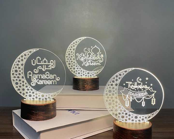 Ramadan Led Acrylic Tabletop Decoration Moon Modeling Light Islamic for ...