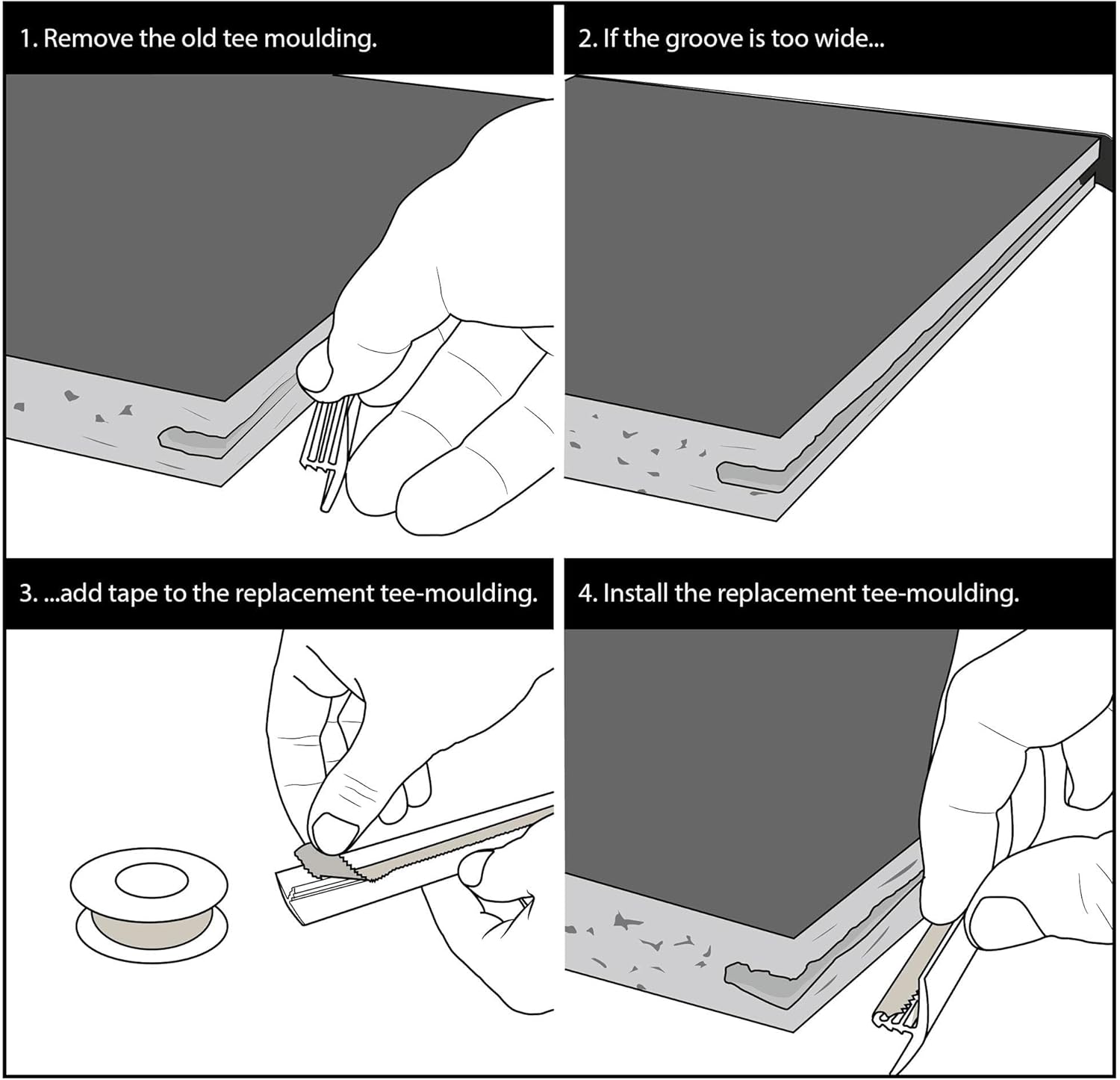 Durable Rubber Edging for Tables - T-Shaped Molding