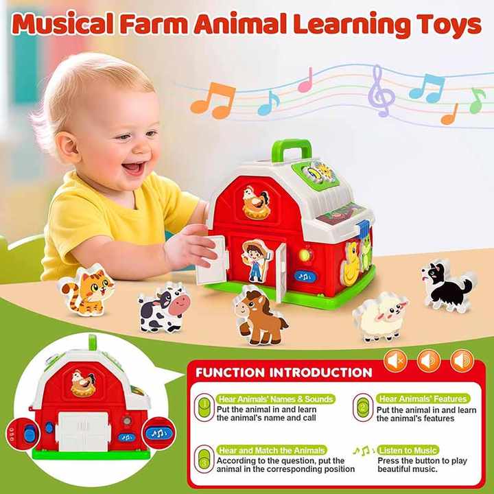 Musical Barn Farm Animal Set for Toddler Educational Shape Sorting ...
