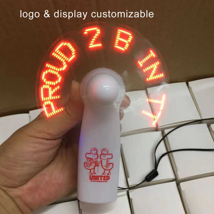 Customized Logo Message Display Mini Led Handheld Fan Electric ...