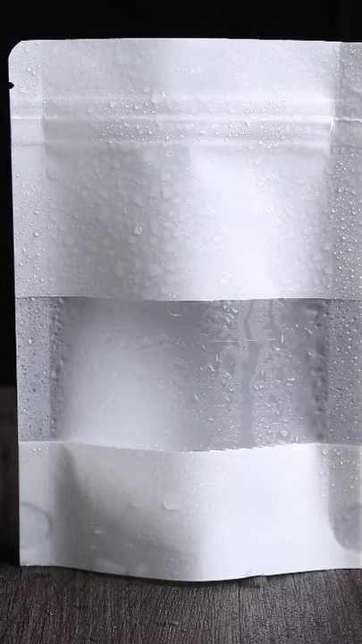 White Kraft Standing Up Paper Bag With Window Moisture-proof Packaging ...