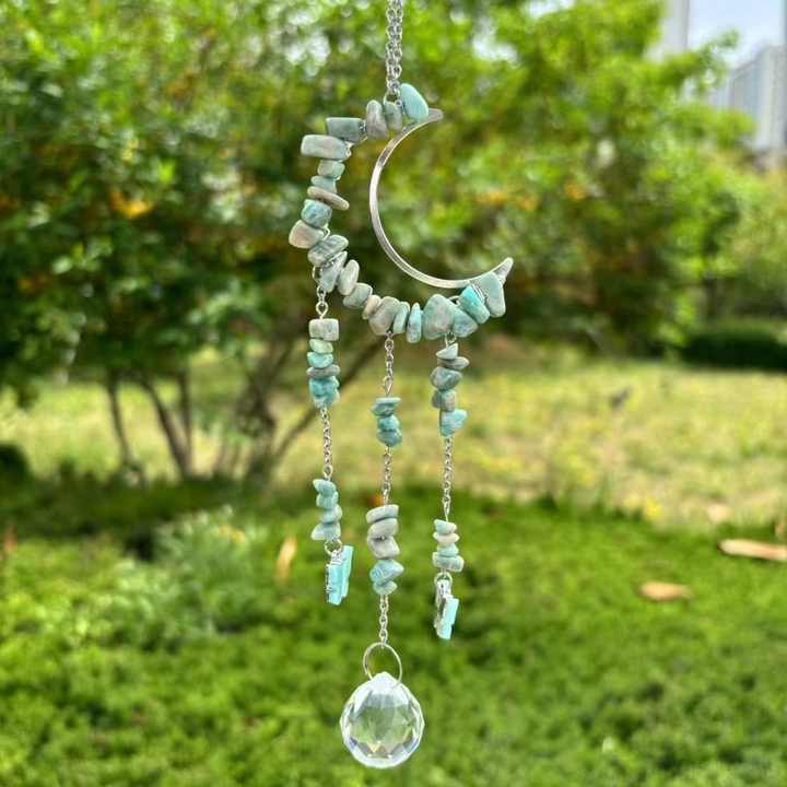 Natural Crystal Handmade Hanging Sun Catcher Small Size Moon Shape ...