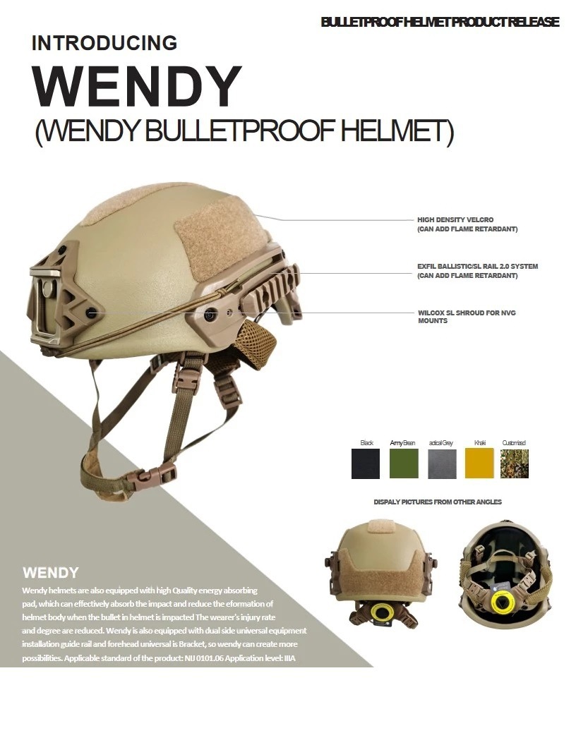 China Xinxing PE Aramid IIIA Wendy bulletproof helmet for sale