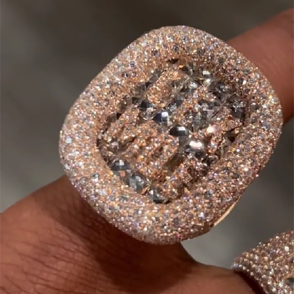 Luxury Hiphop Ring 925 Sterling Silver Rose Gold Plated Iced Out Buss ...