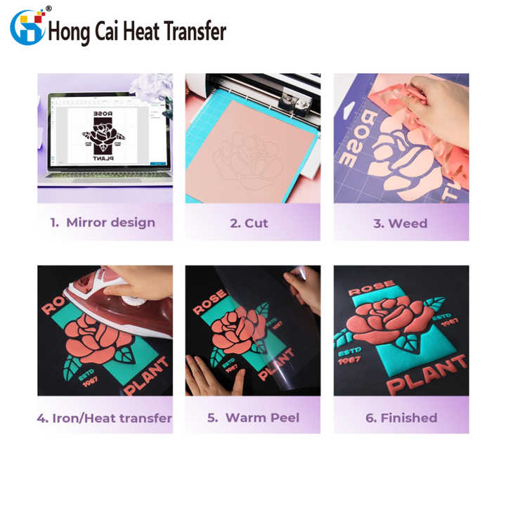 HongCai 3d puff heat transfer vinyl roll custom sticker logo puff heat ...
