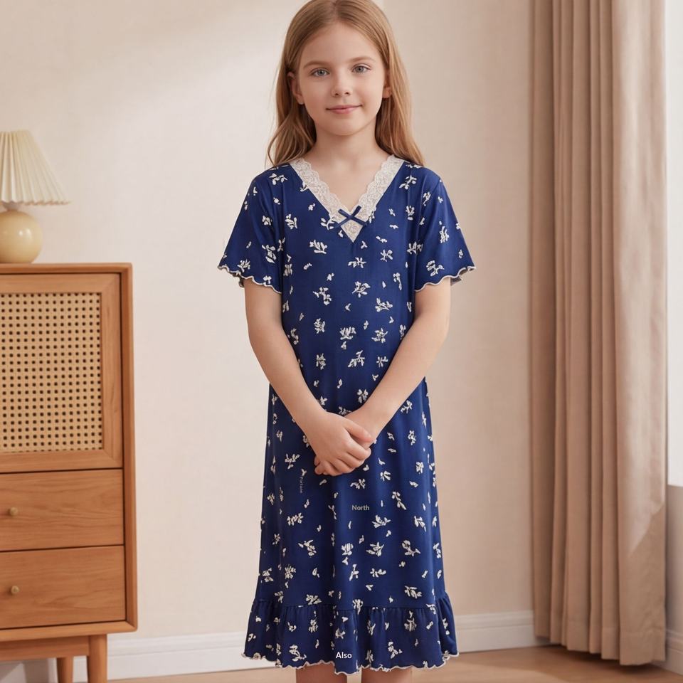 For Girls' Big Children's Home Clothes Full-body Printed Garment Dyed ...