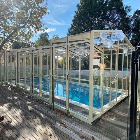 Polycarbonate Swimming Pool Covers Retractable Above Ground Telescopic ...