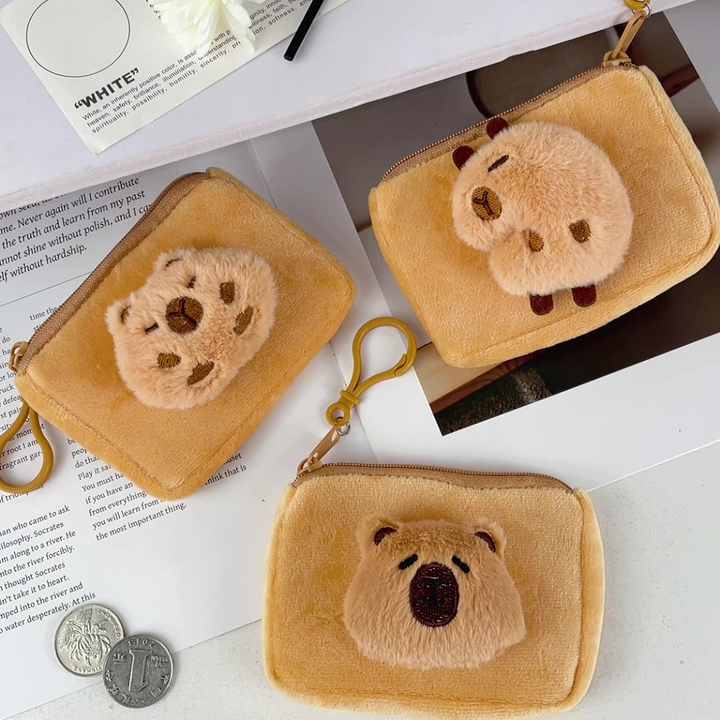 12CM Capybara Key Chain Kawaii Cartoon Plush Coin Purse Wallet Cute ...