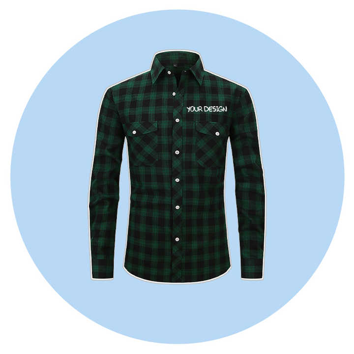 OEM Mens Flannel Shirt Custom Print Embroidery Plus Size