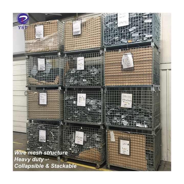 Heavy Duty Stackable Galvanized Metal Folding Steel Wire Mesh Crate ...