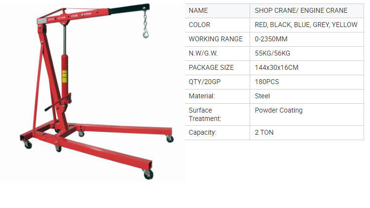 High performance folding hydraulic workshop crane 2 tons workshop crane ...
