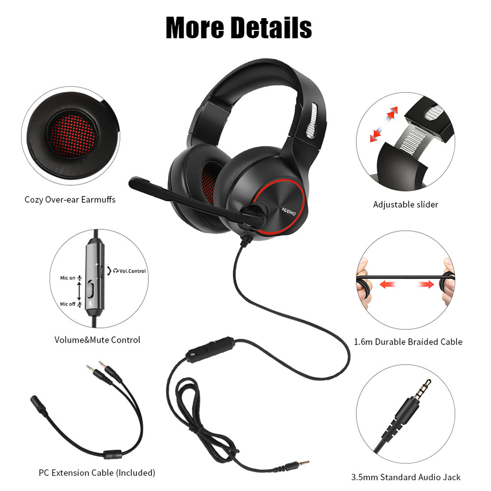 -20% sur Casque de jeu NUBWO N11 Interface USB 7.1 canaux - Noir Rouge ...
