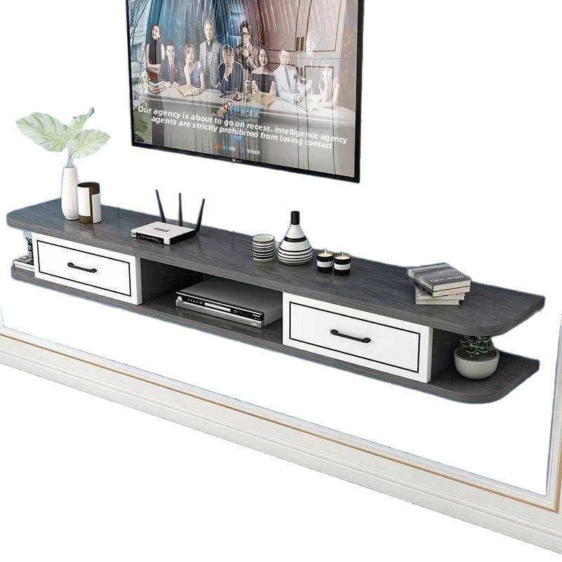 Modern Wood TV Cabinet with Storage Drawers Wall-mounted Simple Design ...