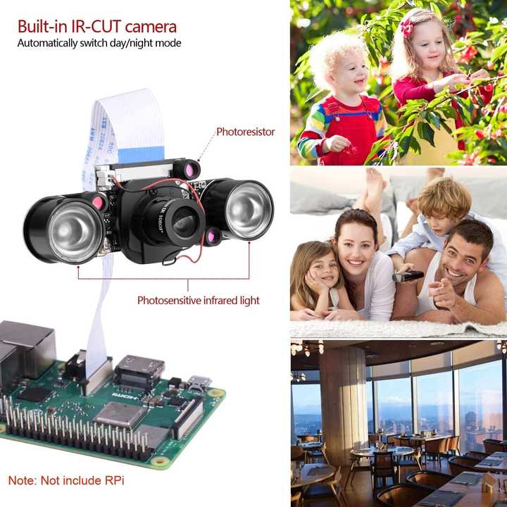 Raspberry pi Camera Day & Night Vision, IR-Cut Video Camera 1080p HD ...