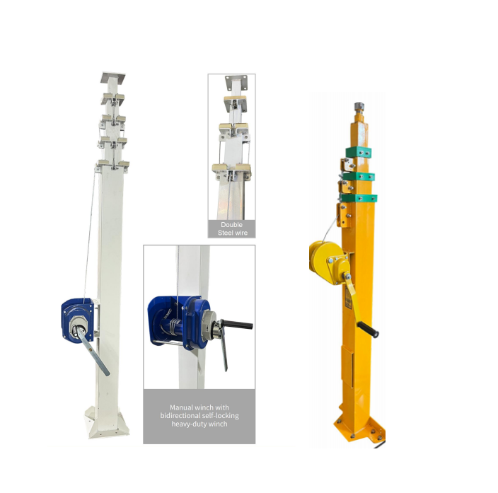 Cranked Lifting Pole - Manual Telescopic Mechanical Winch