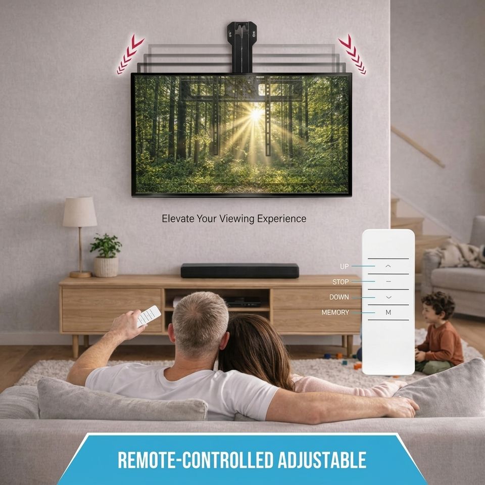 Electric Motorized Fireplace TV Mount Pull Down Wall Bracket for 32-85 ...