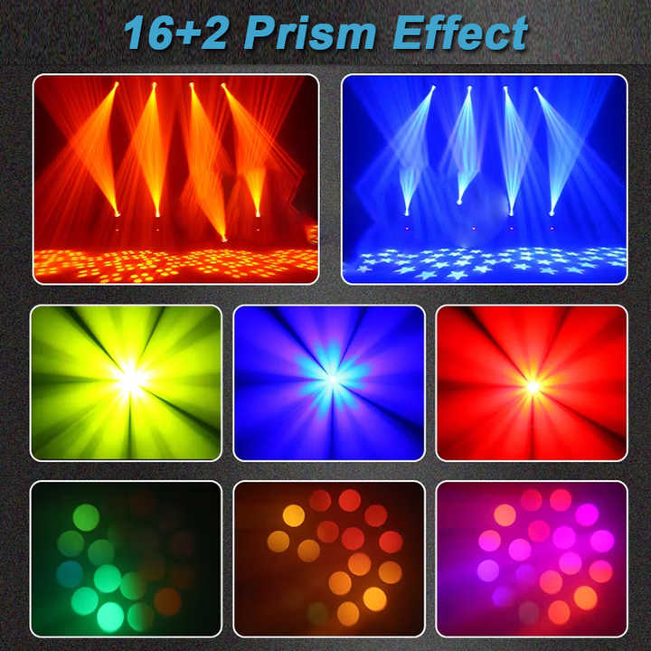Mini Luces LED Dj 200W DMX Stage Disco Light Rainbow 18Prism Beam Gobo ...