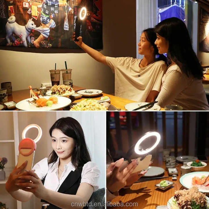 Rechargeable Mini Ring Light with Adjustable Clip Unblocked Screen Lamp ...