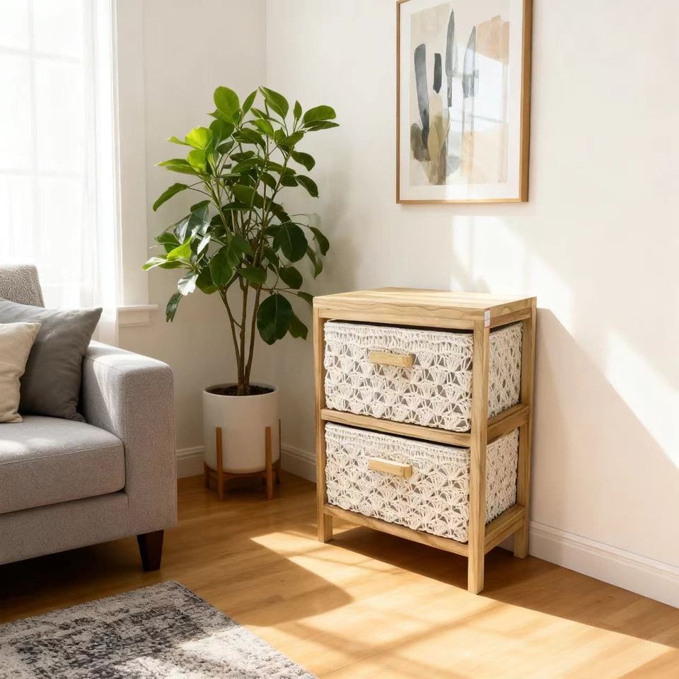 Newly Designed Storage Rack with Pull-out Woven Fabric Drawers Home ...