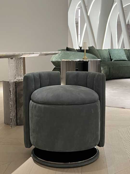 Luxury Modern round Ottoman Soft Dressing Table Stool with Soft Fabric ...