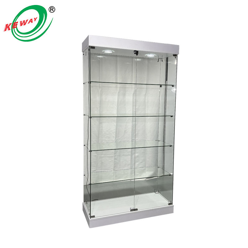 Custom White LED Light Glass Display Showcase for Shopping
