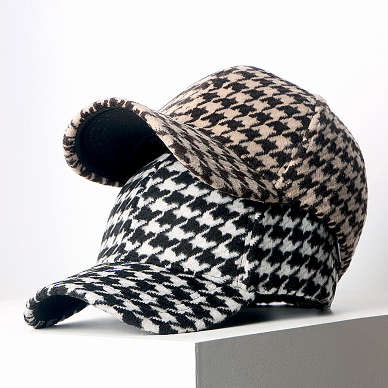 Luxury Men's Baseball Cap Swallow Gird HoundTooth Check Jacquard Bobble ...