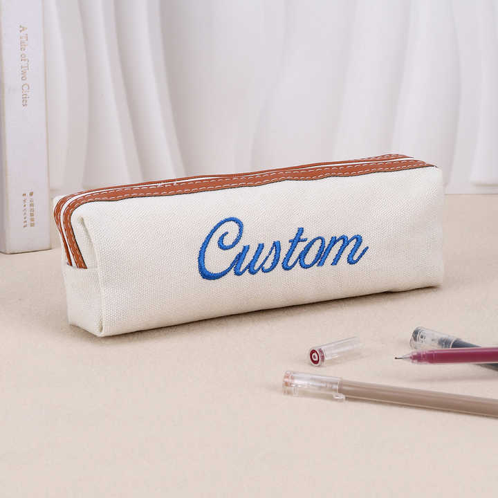 Custom Large Capacity Canvas Zipper Pencil Case for Kids Washable ...
