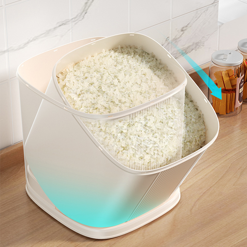 Rice Bucket Abs for Freshness and Easy Storage Sealed Rotatable in ...