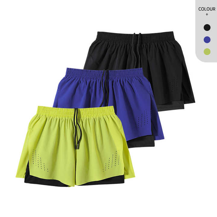 New Summer Double Layer Mesh Nylon Fabric Shorts Inside Hidden Pocket ...