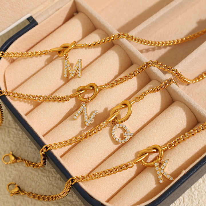 ERESI Custom Jewelry 26 Initial Letter Love Knot Charm Bracelets ...