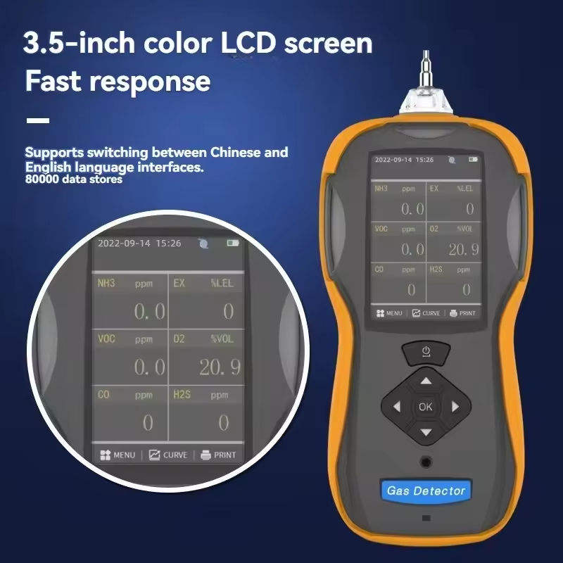 Digital LCD Multi Gas Detector Industrial Six Gas Co O2 H2s Lel ...