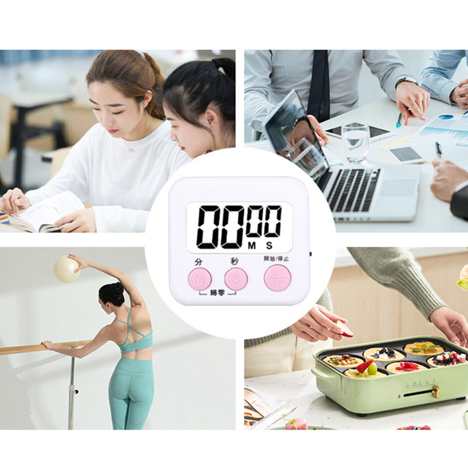 Large Screen LCD Countdown Timers Plastic Digital Kitchen Timers With Alarm for Home Cooking ...