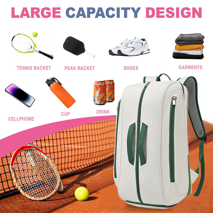 PU Waterproof Leather Tennis Racket Bag with Shoe Compartment Sports ...