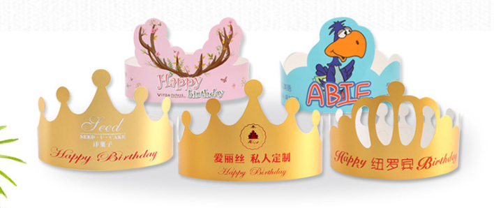 Custom Logo New Decorations Crown Paper Hats Happy Birthday Themed ...