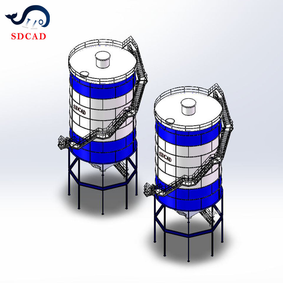 Vertical PLC-Controlled Cement Silo with Engine-Powered Spiral ...