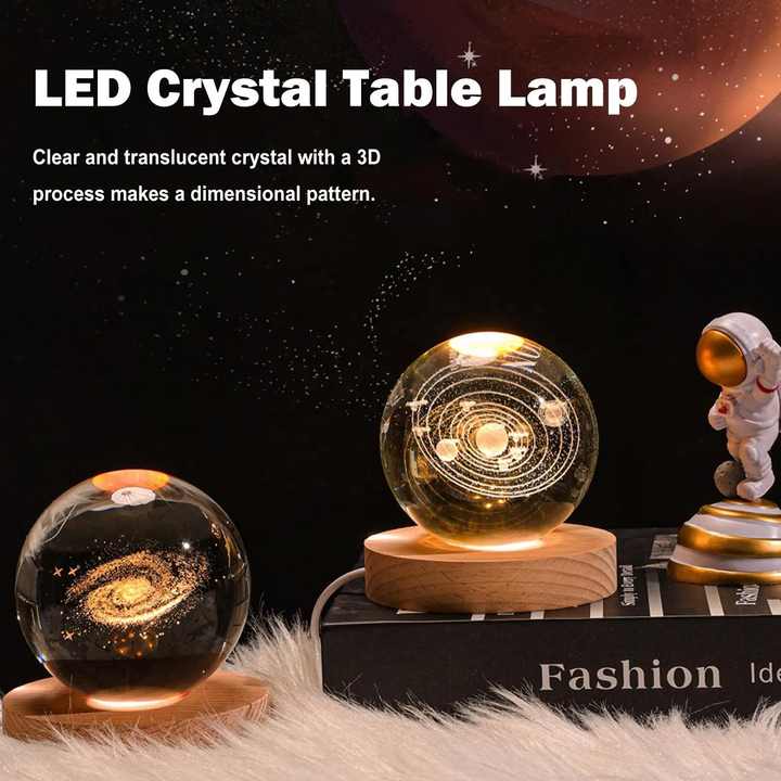 Solar System Moon Nebula 3d Art K9 Crystal Ball Night Lamp Luminous ...