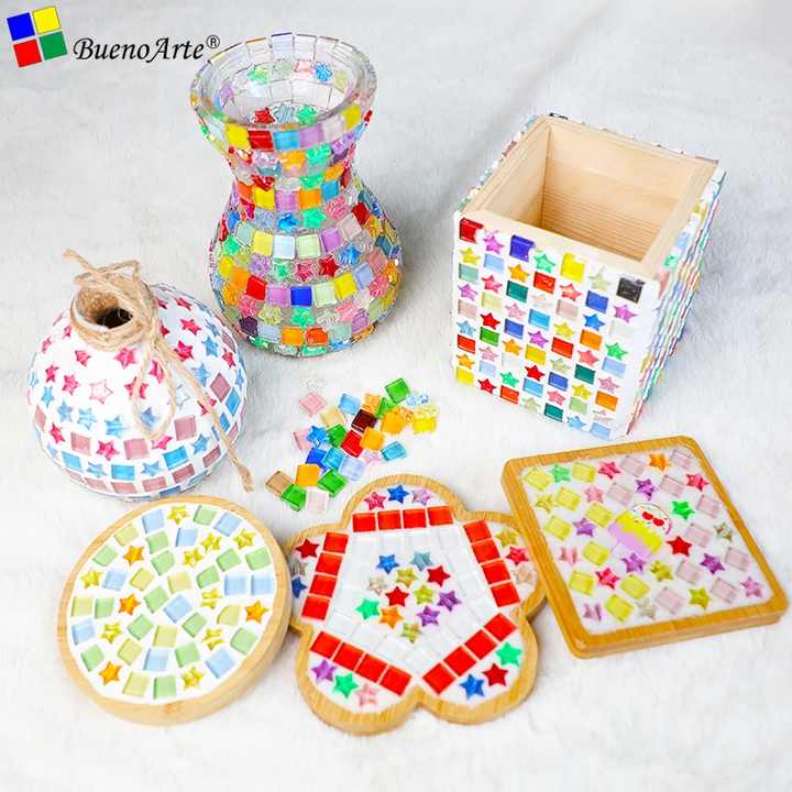 DIY Mosaic Crystal Glass Tile With Star Acrylic Insert Hobby Craft Tile ...