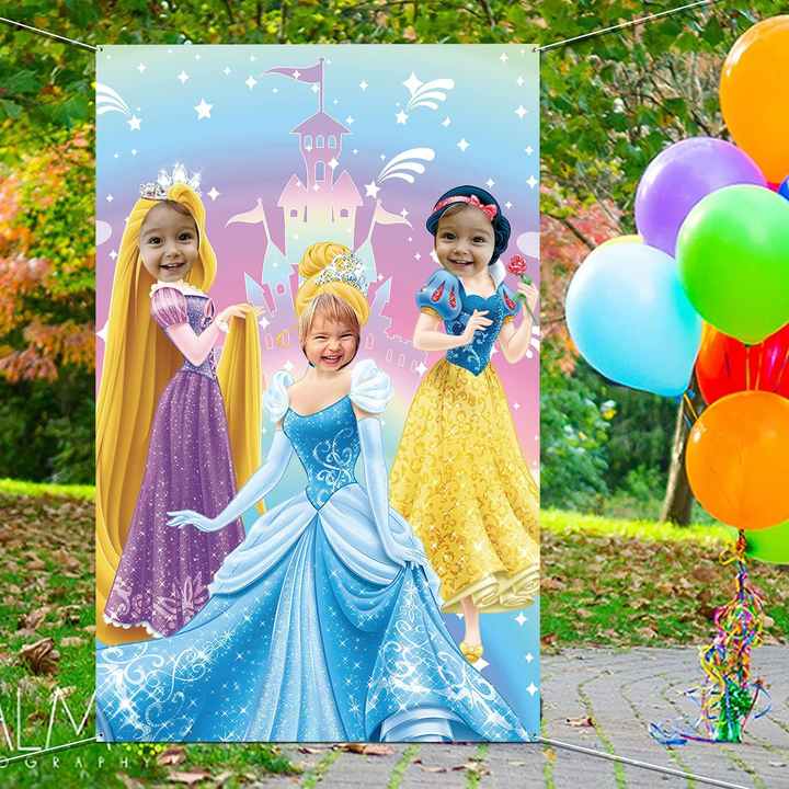 Princess Theme Photo Door Banner Princess Face Photography Banner ...